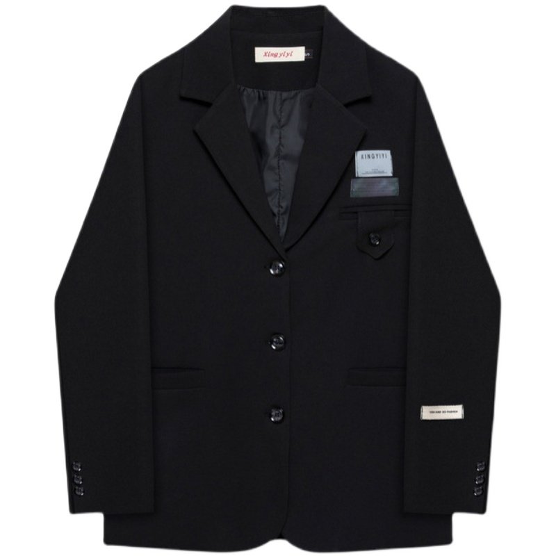 Women's Oversized Blazer - Gray Polyester Suit Jacket