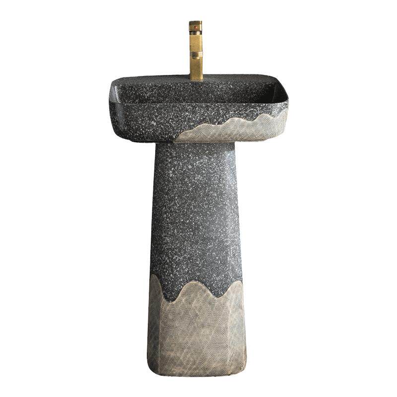 Pedestal Basin: Outdoor Courtyard Washbasin Column Integrated Design