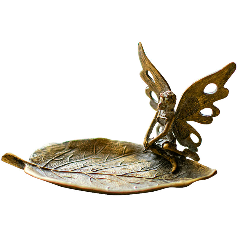 Shu Han European Style Alloy Angel Leaf Decorative Plate