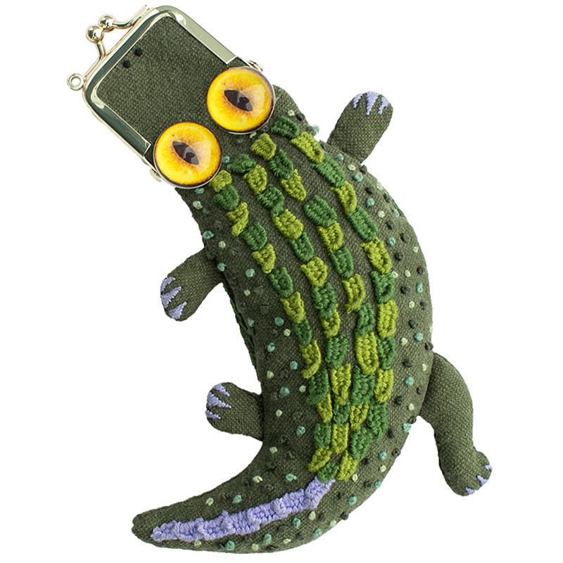 Wang's Handiwork Embroidery DIY Material Bag - Crocodile Mouth Gold Bag Kit