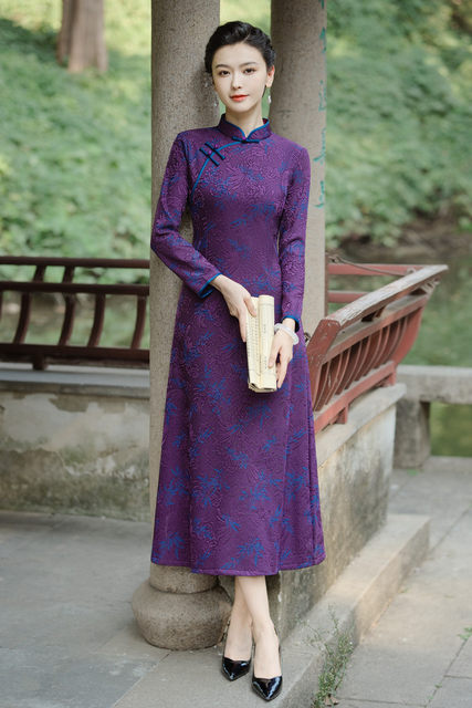 2023 Winter Cheongsam plus velvet thickened high -grade temperament ...