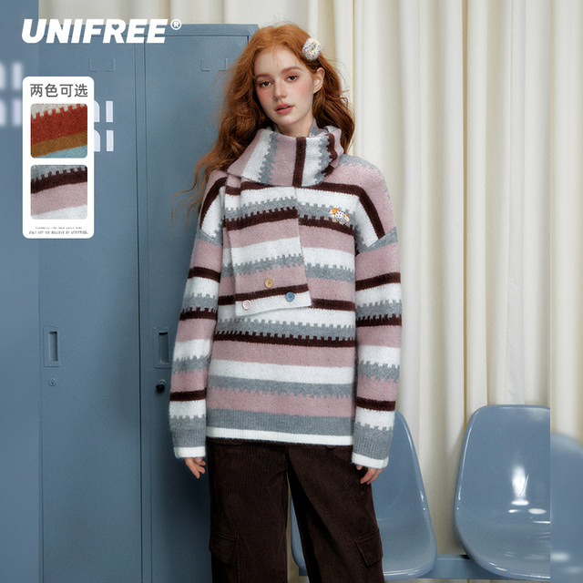 Unifree College Wind Strop Strip Sweater Female Incomplete Fashion ...
