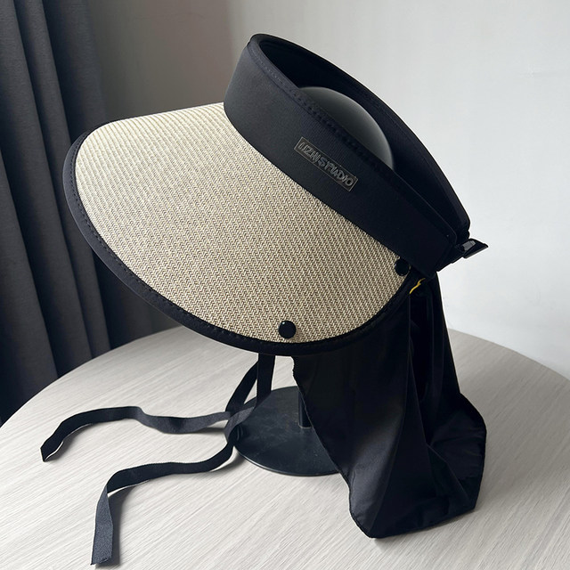 Black plastic empty top sun hat for women summer UV protection cycling ...