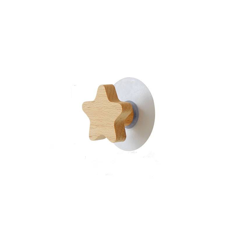 Solid Wood Hook Coat Hanger Star Moon Cloud Handle Porch Rear Door ...