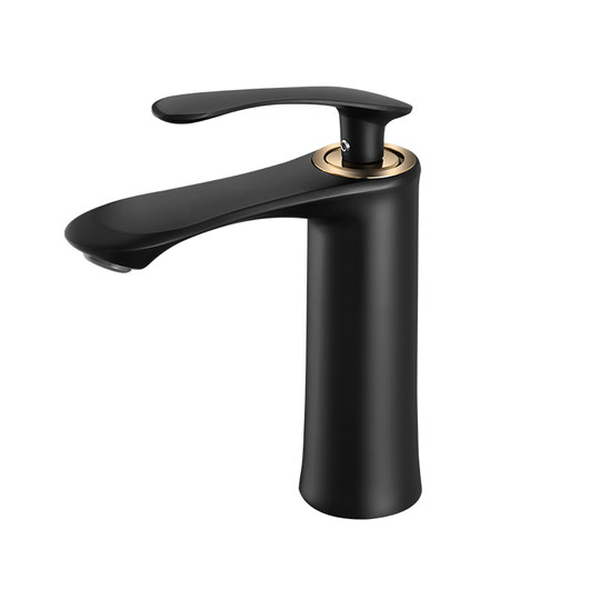 German Black Full Copper Faucet for Bathroom Wash Basin with Hot and ...