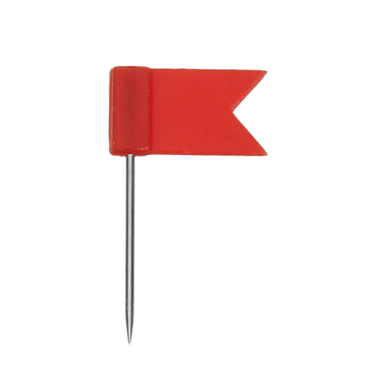 Map Push Pins - 100pc Long Needle Flag Thumb Tacks - Plastic Map Markers