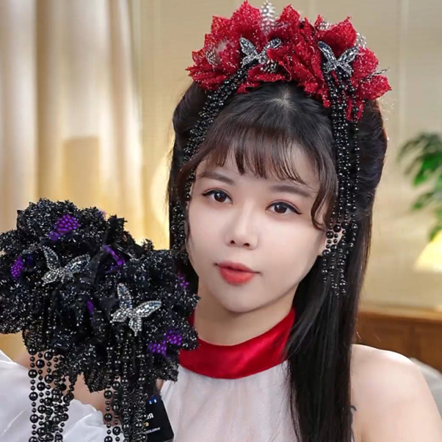 Stylish Butterfly Flower Diamond Tassel Gripper New Elegant Sunset ...