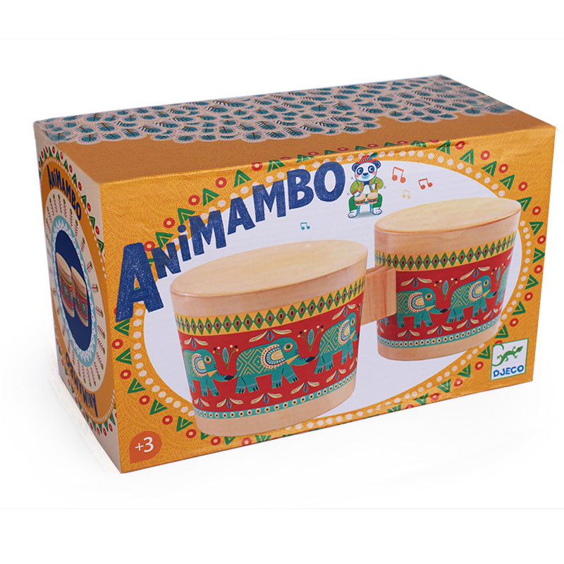 Mambo Drum Chameleon Percussion Toy - Wooden Hand-Patted Drum for Kids