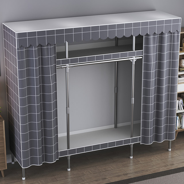 Simple wardrobe landing home bedroom full steel frame assembly cloth ...