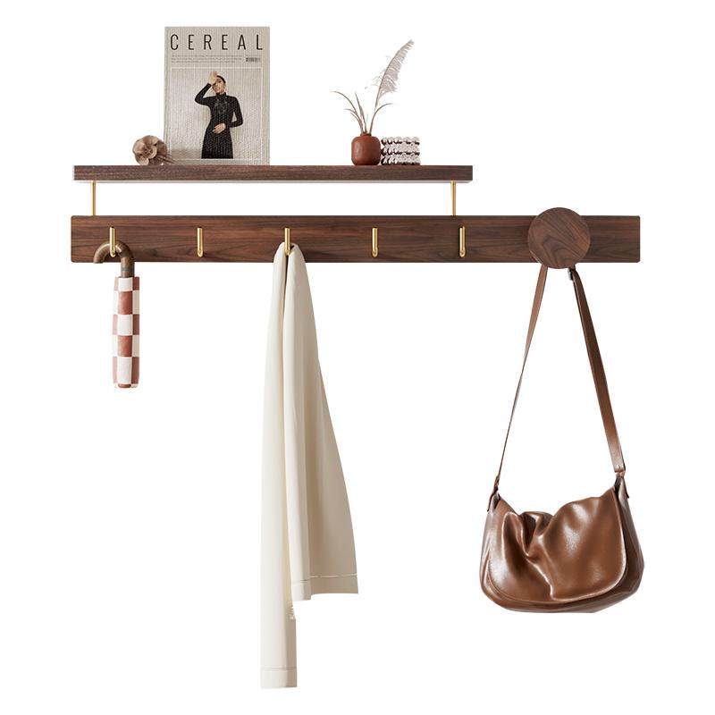 Solid Wood Coat Hooks - No-Punch Wall-Mounted Row Hooks with Strong ...