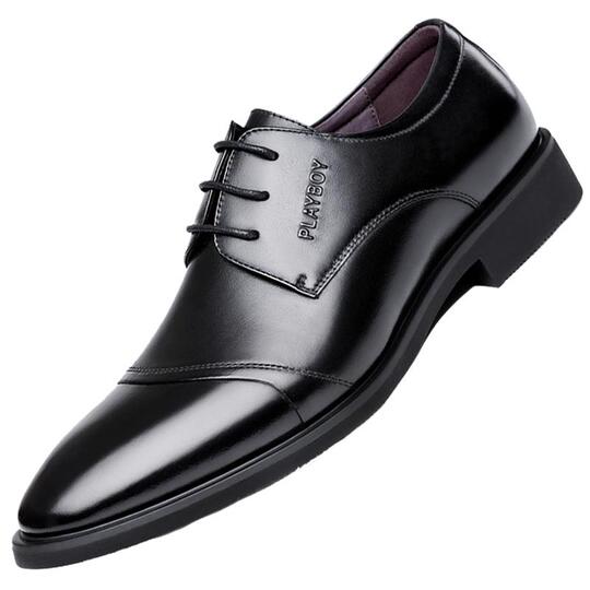 Playboy Leather Derby Shoes - Black Formal Business Shoes for Men