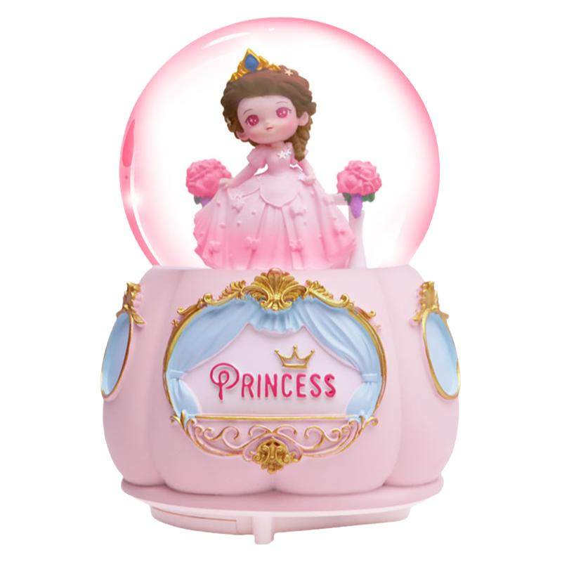 Crystal Ball Girl Elsa Princess Castle Music Box - Rotatable Luminous ...