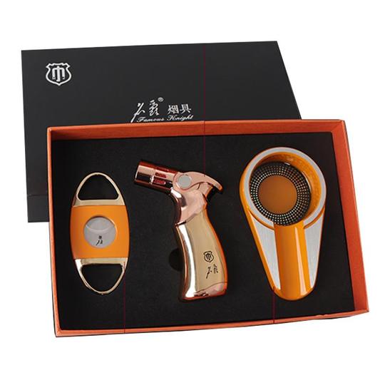 Cigar Tool Set - 3-in-1 Ashtray, Cutter, & Lighter