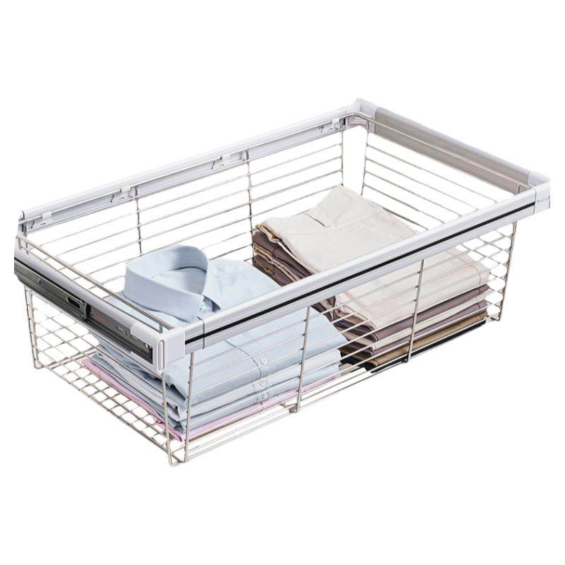 Drawer-Type Wardrobe Pull-Out Basket with Telescopic Trouser Rack ...