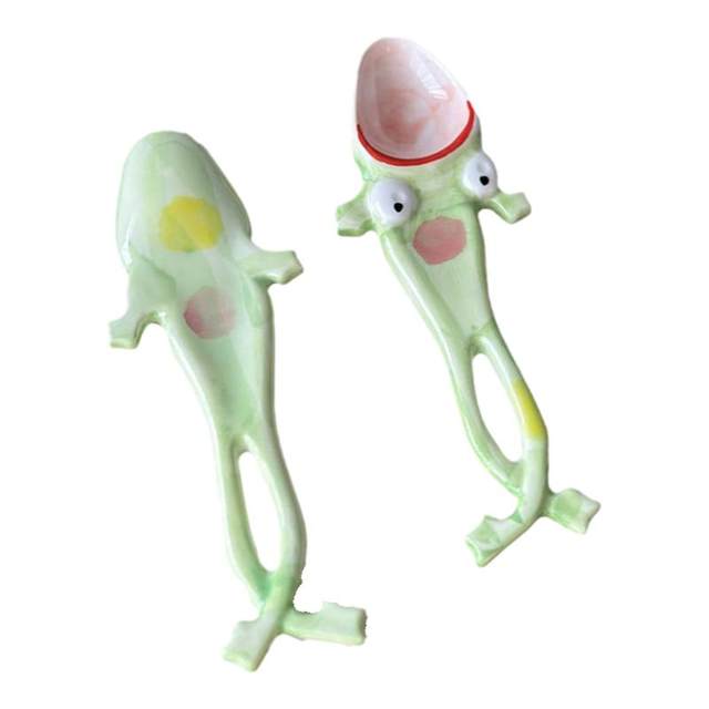 Ugly spoon frog spoon creative sand sculpture funny gift ceramic hand ...