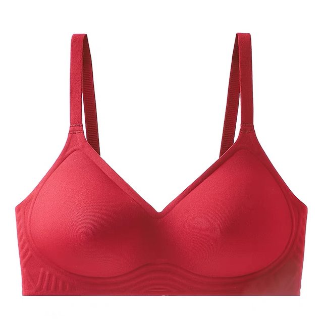 Red seamless bra for women with small breasts, push-up, thin rim-less ...