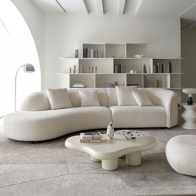 Italian creamy lamb cashmere sofa modern minimalist living room ...