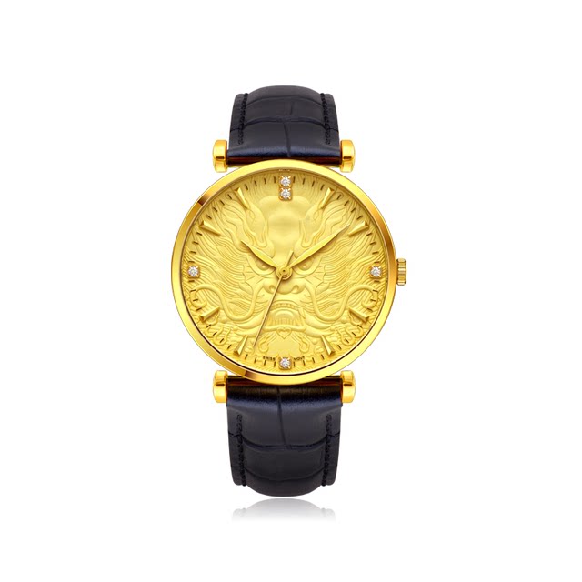 AFAR {Relief Dragon} 999 pure gold imported quartz watch sapphire ...
