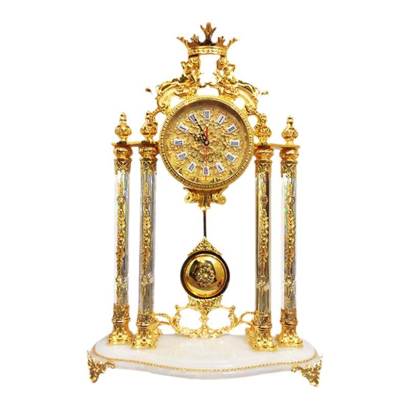 Cardiff European Style Crystal Pendulum Clock - Copper & Jade Table Clock