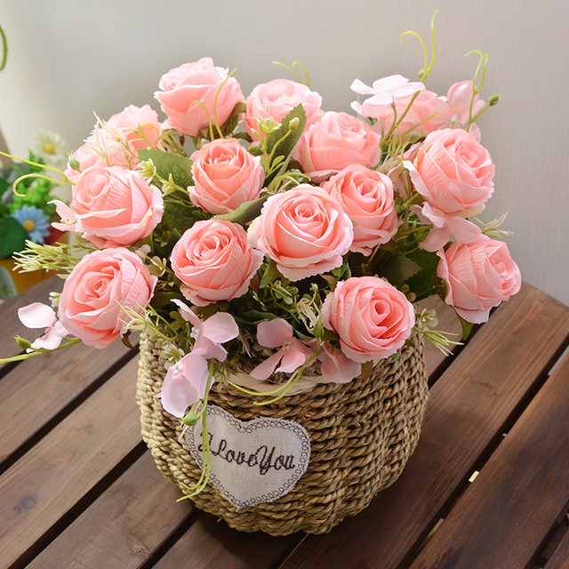 Small flower basket decoration living room woven vase flower ...