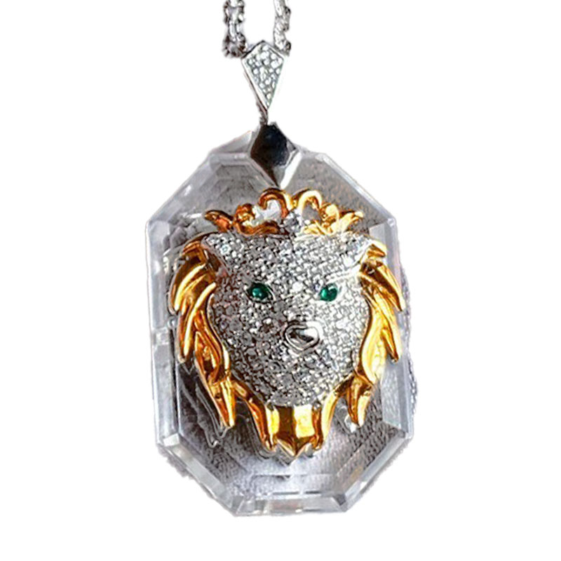 Кулон Vising S925 Срібний Лев - Прикраса з Символом Сили Природного Білого Кристалу