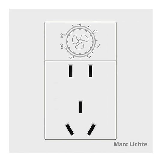 Marc Lichte 86 Type 220V Knob Speed Control Switch - 200W Ivory White