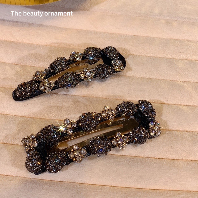 Xiaoxiangfeng black rhinestone hairpin women's forehead side broken ...