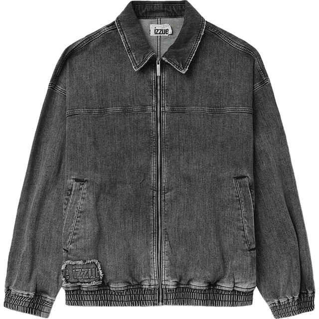 Izzue x Army men's clothing autumn lapel zipper denim jacket 2024 new ...