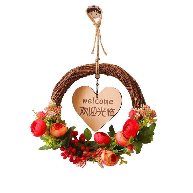 Custom Rose Bouquet Garland - Double-Sided Welcome Door Sign