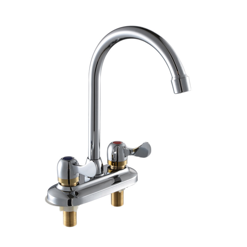 Copper Double Handle Basin Faucet for Kitchen Sink