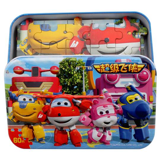 Super Wings Educational Puzzle Tin Box - Wooden Flat Drawings for Boys ...