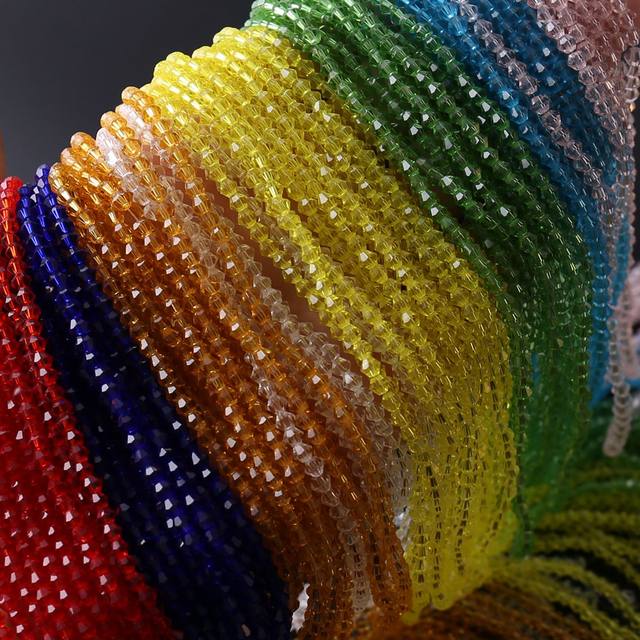 3mm diamond -shaped crystal beads loose bead DIY handmade glass pointed ...