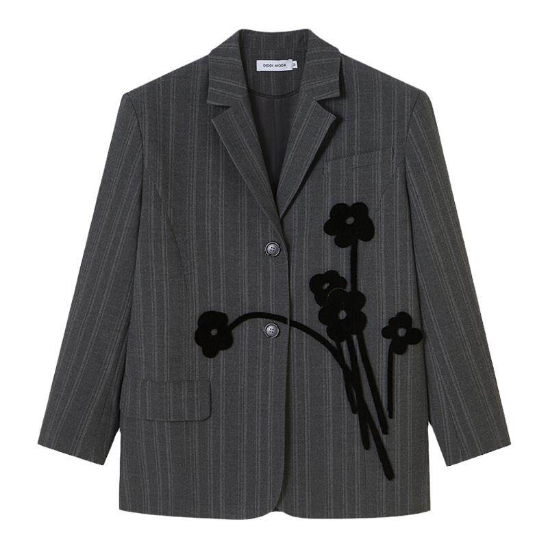 Diddi Moda Women's Striped Suit - Original Design Gray Jacket