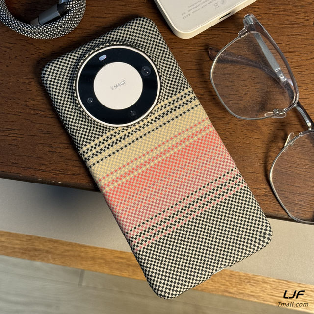 Checked contrasting color orange is suitable for Huawei Mate60pro ...