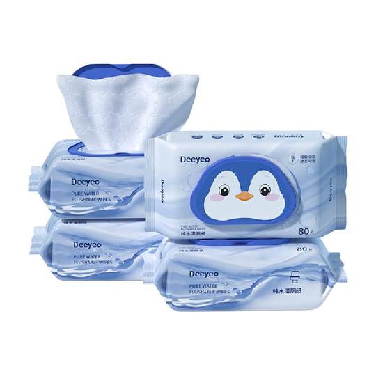 Deyou Pure Water Wet Toilet Paper - Flushable Wipes, 80 Sheets per Pack