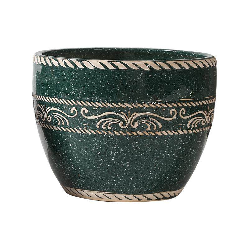 Large Ceramic Flower Pot with Tray - European Style Indoor Plant Pot