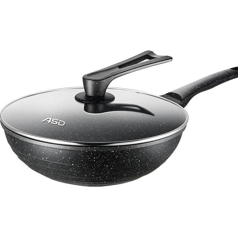 Aisda 32cm Antihaft-Wok - Medizinischer Stein, flacher Boden