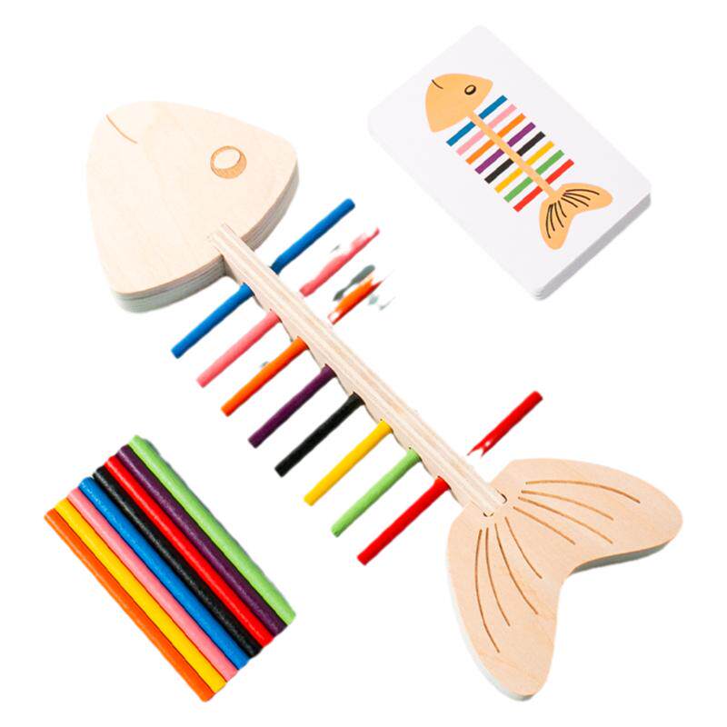 Six Cool Fishbone Matching Game - Montessori Wooden Toy