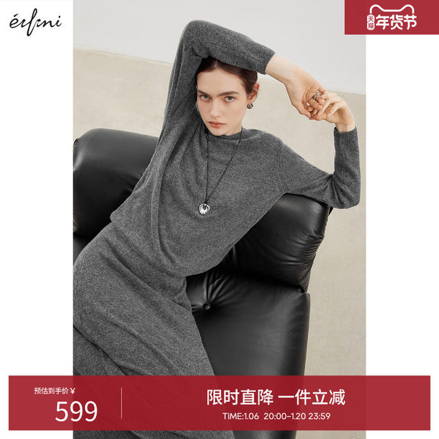 Evili round neck loose, warm, thick, shiny silk cashmere band sweater ...