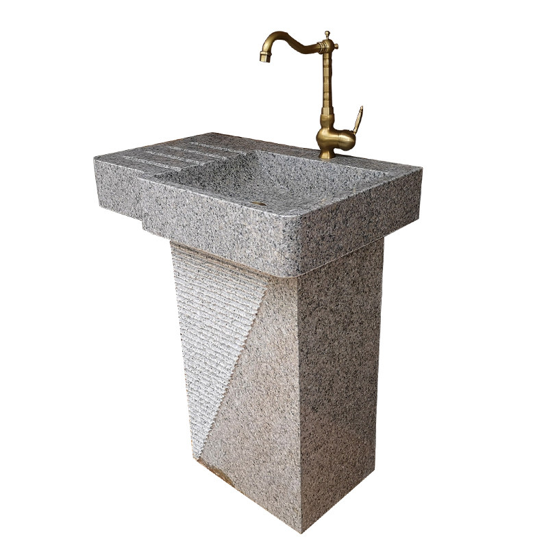 Lavabo de columna de piedra para uso en exteriores y patios