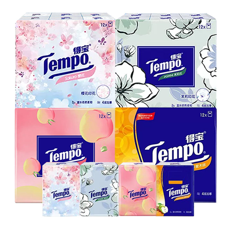 Tempo depot handkerchief paper 7 sheets 12 pack napkins facial tissue ...