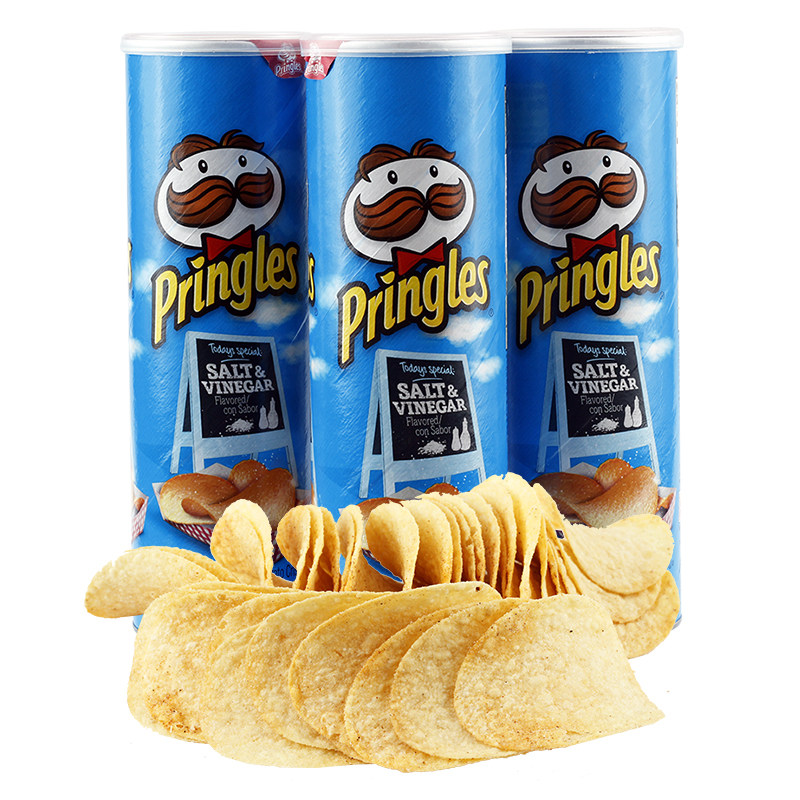 U.S. Imported Pringles Potato Chips - Salty Vinegar Flavor - 1/3/6 Cans