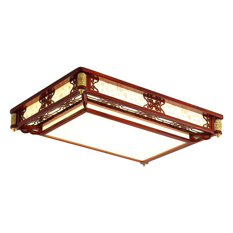 Chuangduo New Chinese Style Ceiling Light - Golden Pillar Rectangular ...