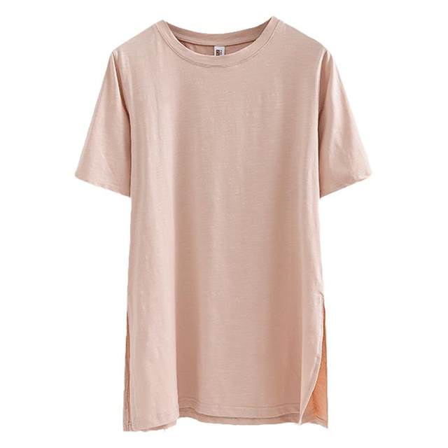 Bamboo cotton cotton loose casual mid -length T -shirts in summer new ...