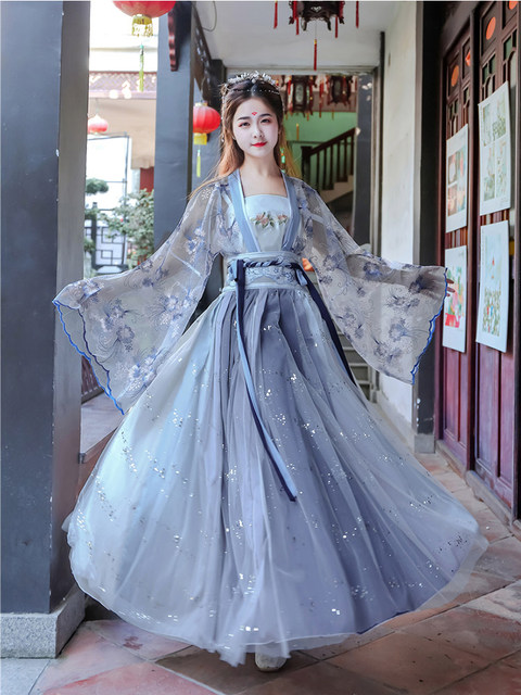 Hanfu summer female Chinese style costume flowers god Fu Ming system ...