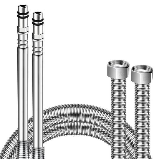 Bathroom Stainless Steel Bellows Faucet Hose - Hot and Cold Water Inlet