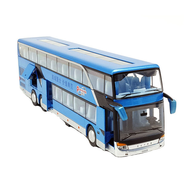 Alloy tourist bus bus simulation double-decker bus car model sound and ...