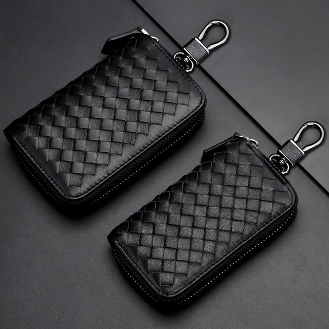 Igubigu genuine leather woven car key bag couple large capacity key bag ...