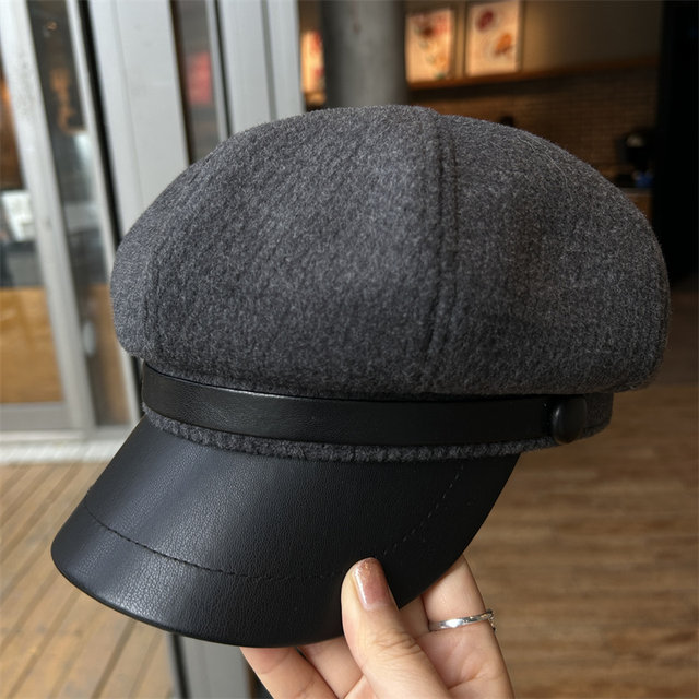 Autumn and winter warm women's octagonal hat British retro all-match ...