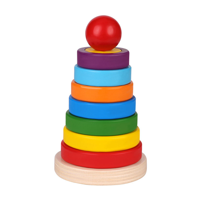 Danny Peculiar Rainbow Stacking Tower Wooden Baby Toy - Educational Blocks